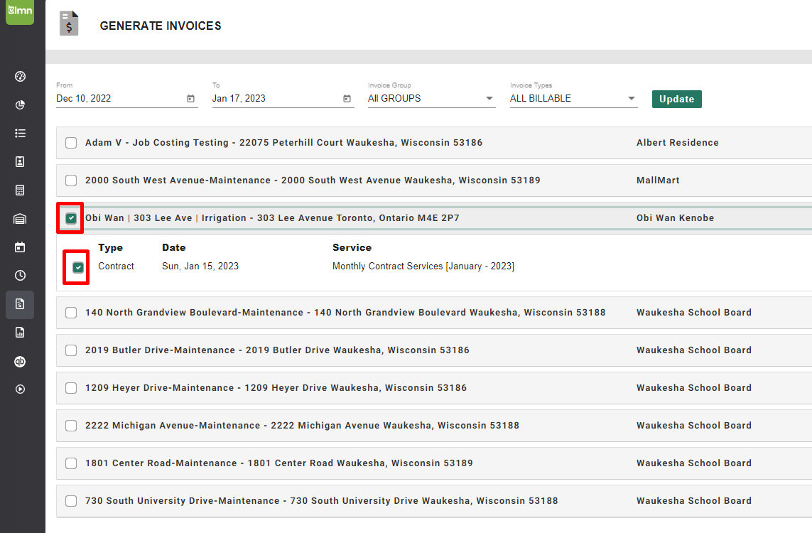 Generate Invoices – LMN