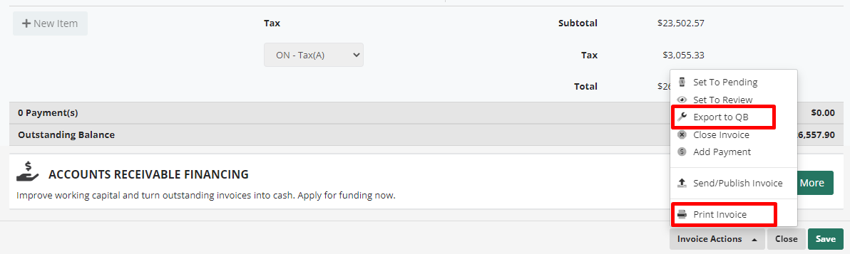 Create an Invoice – LMN